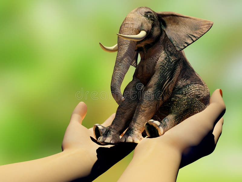 Elephant on the hands. stock illustration. Illustration of africa ...