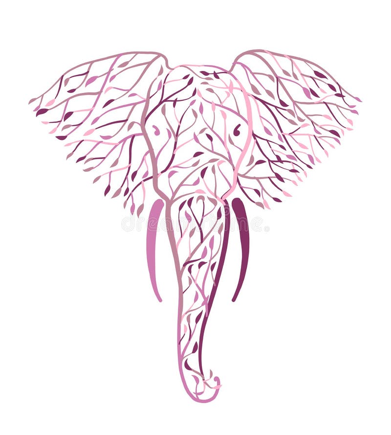 Elephant Head Made from Tree Leaves. Save the Earth Stock Vector ...