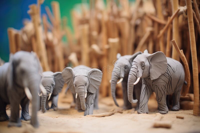 Elephant Herd Made from Grey Plasticine Stock Image - Image of elephant ...