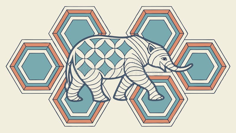 Elephant in Hexagon Pattern Vector, Wildlife and Geometric Art, Vector ...