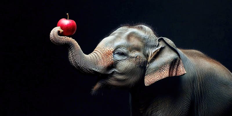 Elephant holding apple stock image. Image of sweet, nutrition - 335648441