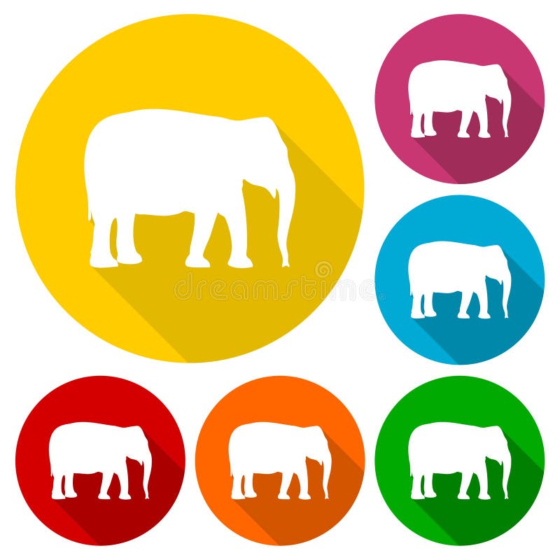 Elephant Icon with Long Shadow Stock Vector - Illustration of asian ...