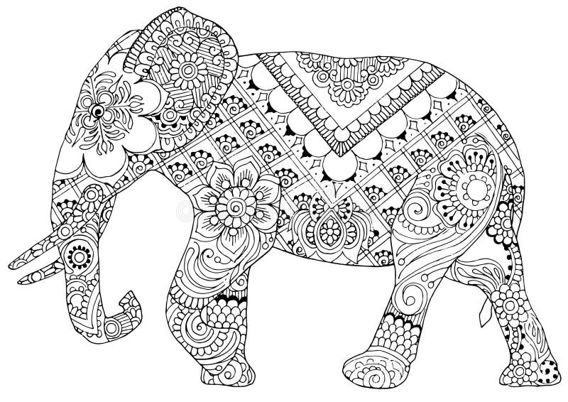 Asian Elephant with Patterns Stock Vector - Illustration of indian ...