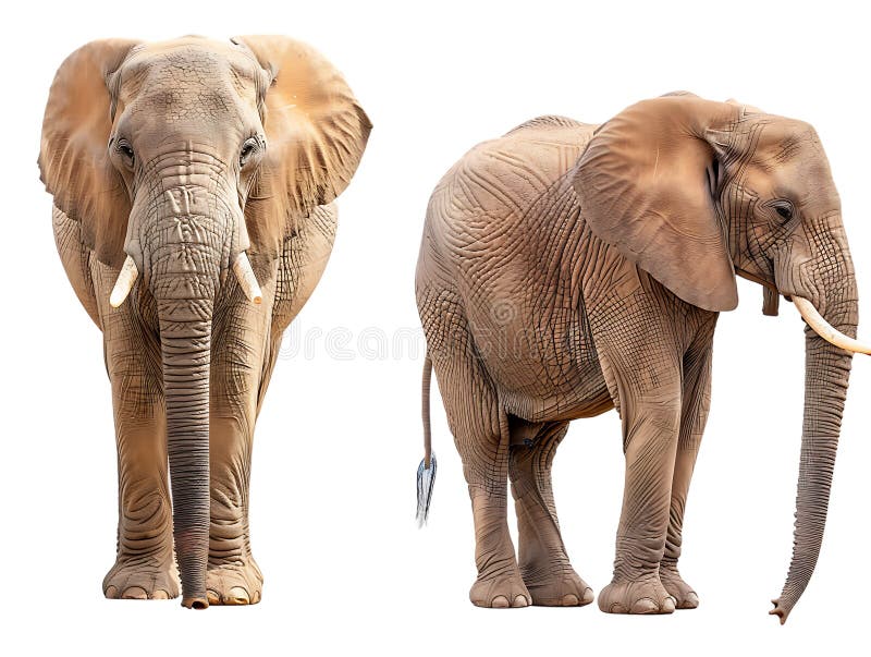 Elephant Isolated Against Transparent Background Front and Side View ...