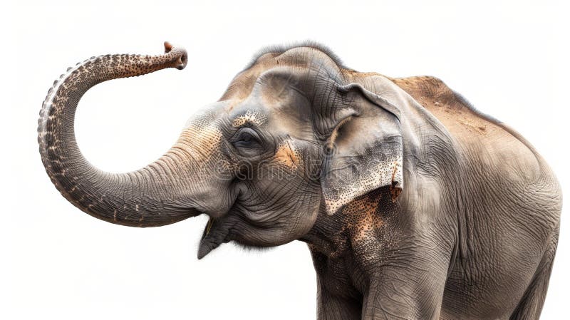 An Elephant with Its Raised Trunk Stock Photo - Image of contemplative ...