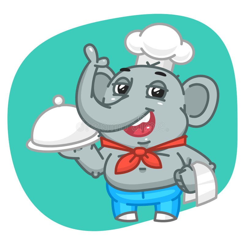 Elephant in Jeans Pants Holding Tray of Food Stock Vector ...