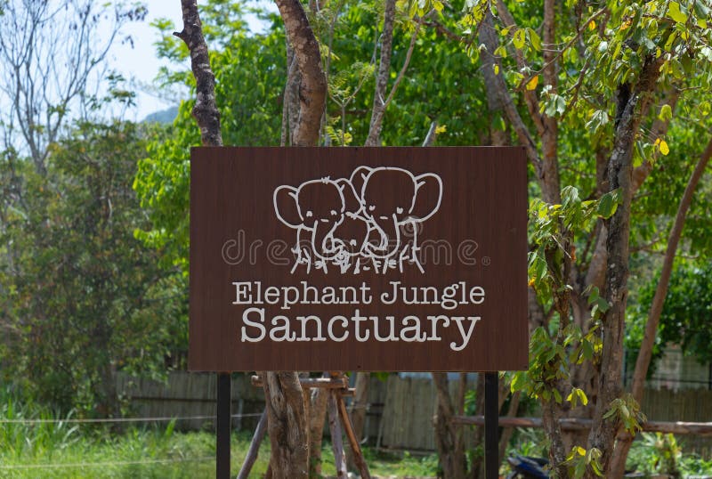 Elephant Jungle Sanctuary Phuket Sign Stock Image - Image of elephant ...