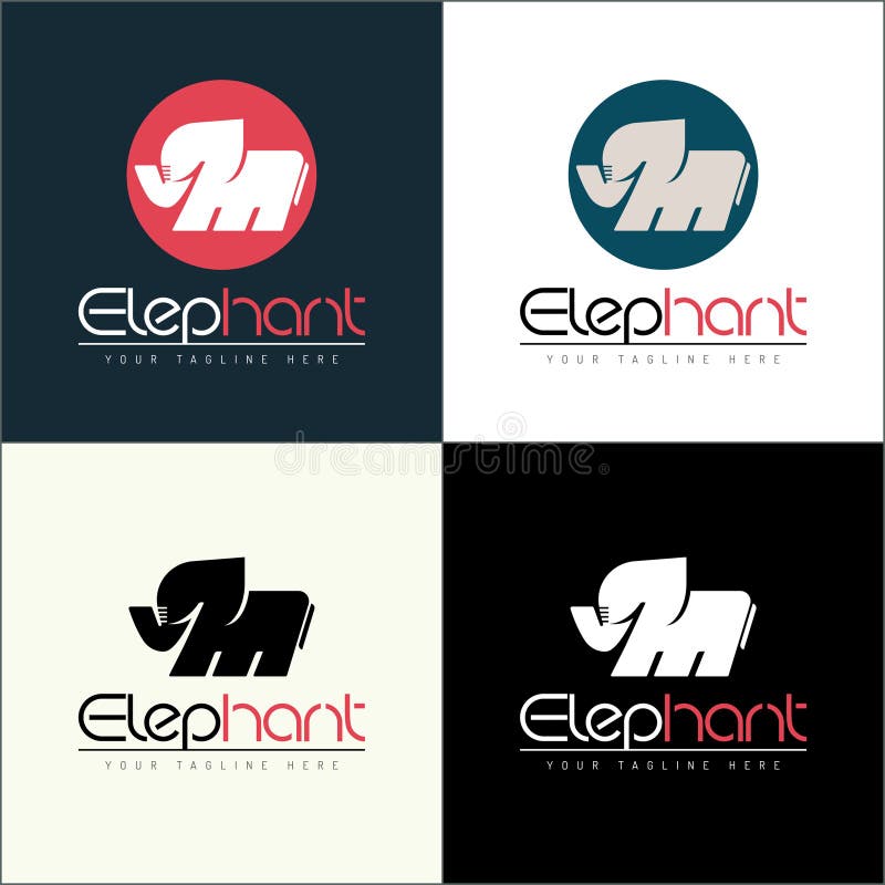 Elephant Letter M Initial Logo Set Silhouette Template Design Stock ...