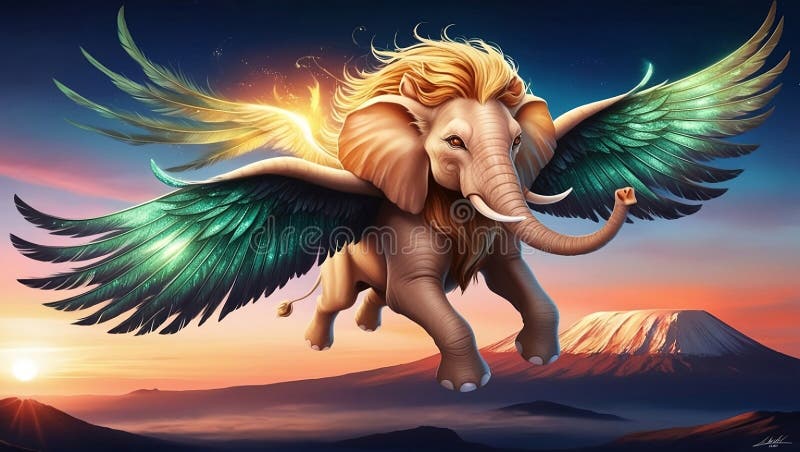 An Elephant, a Lion, a Bird is an Imaginary Creature Created Together ...