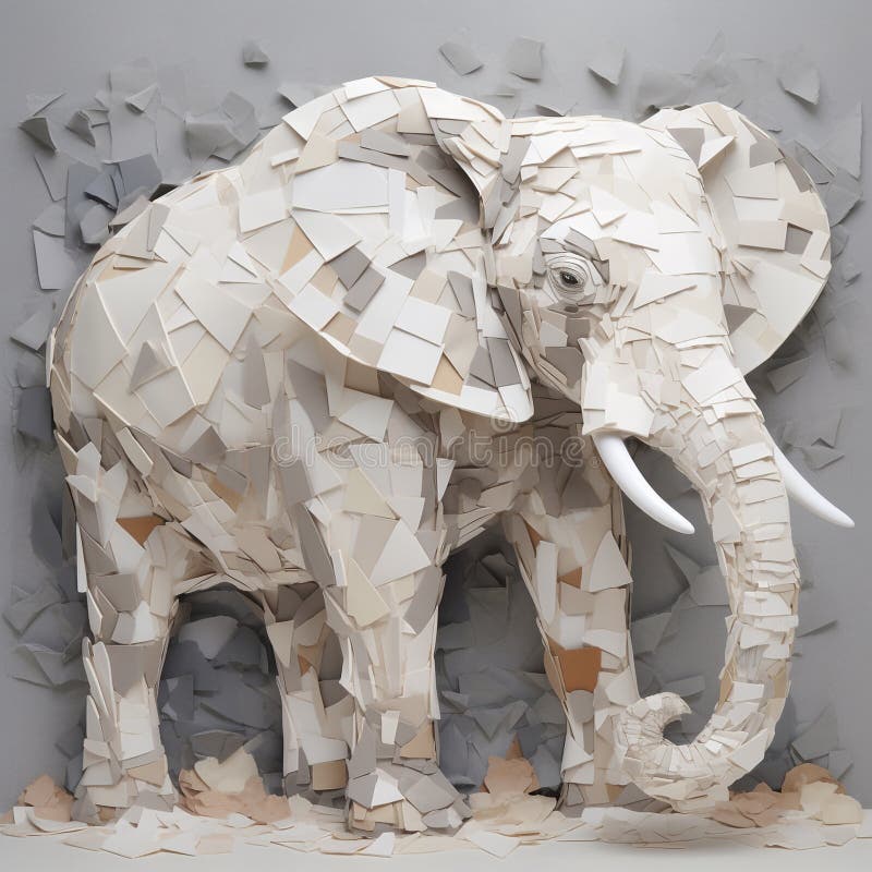 An Elephant Made from Torn Paper Layers Stock Illustration ...