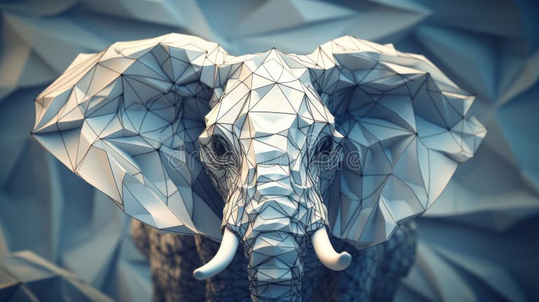 An Elephant is Made of Triangles and Low Polygonal Shapes, AI Stock ...