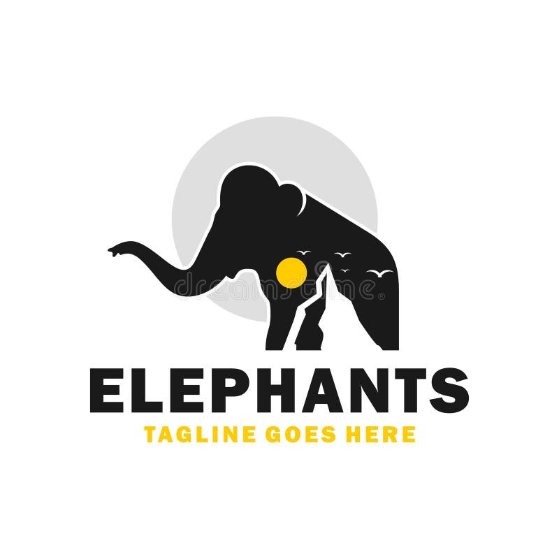Elephant Mountain Vector Illustration Logo Stock Vector - Illustration of creative, flat: 273640927