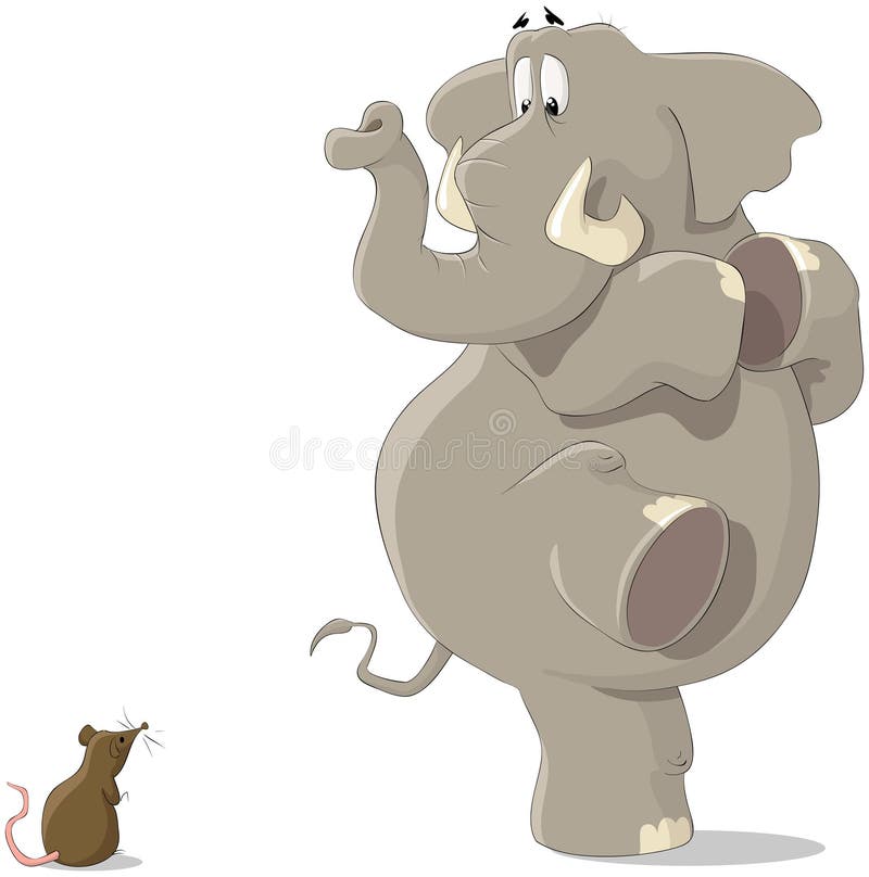 The elephant and the mouse stock vector. Illustration of frightened ...