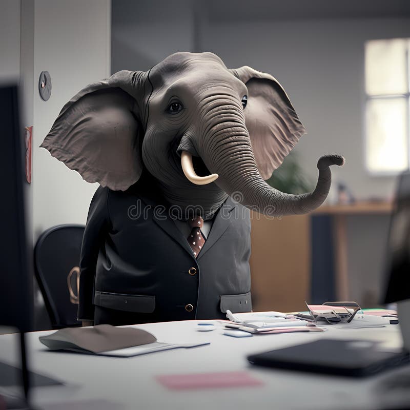 Q q elephant in the office stock illustration. Illustration of large ...