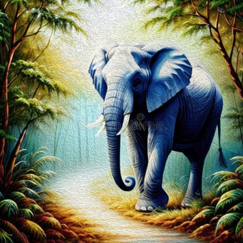 Elephant . Oil Paint. Animal Illustration Stock Illustration ...