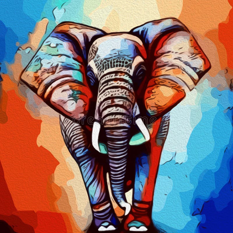 Elephant . Oil Paint. Animal Illustration Stock Illustration ...