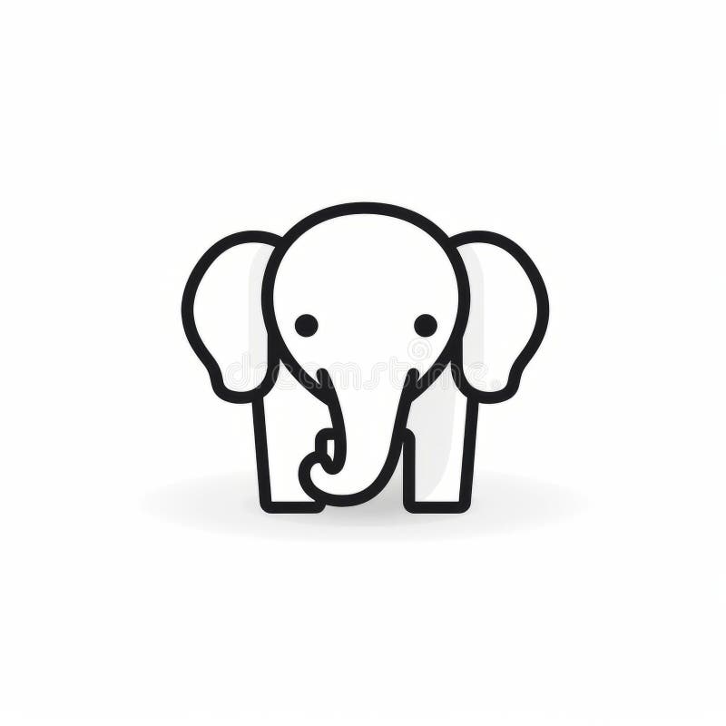 Elephant Outline Vector Icon - Minimalistic Black and White Design ...