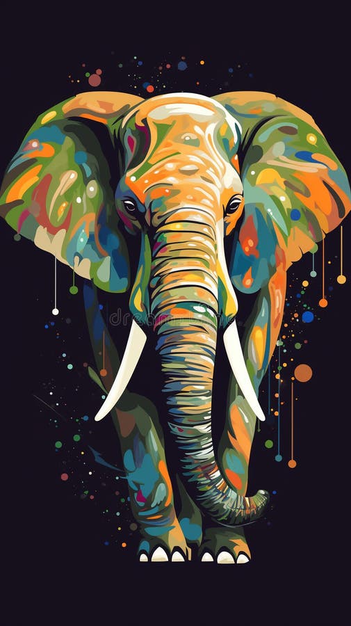 Elephant Painted with Multi-colored Paints Stock Illustration ...