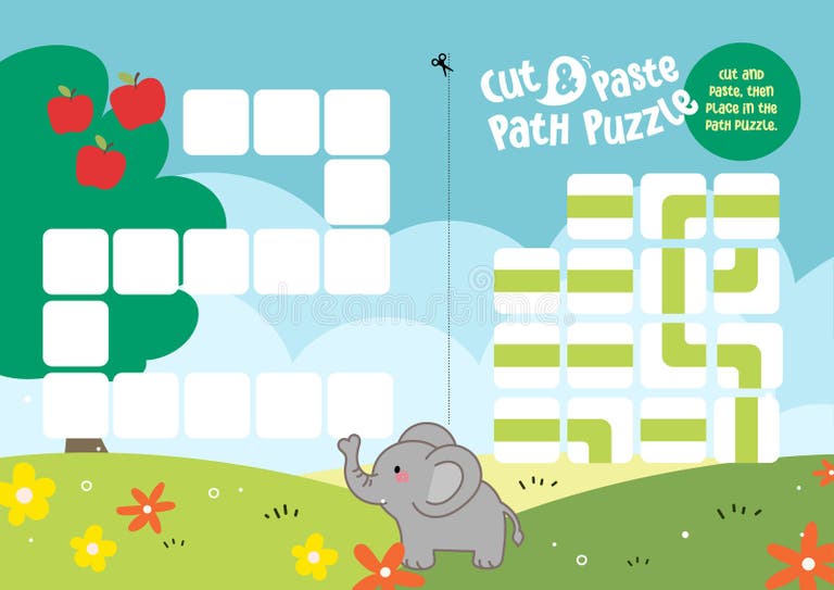 Printable Worksheet Cut and Paste Path Maze Puzzle Board Game for Kids ...