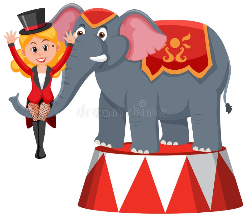 Elephant Performance with Magician Girl Stock Vector - Illustration of ...
