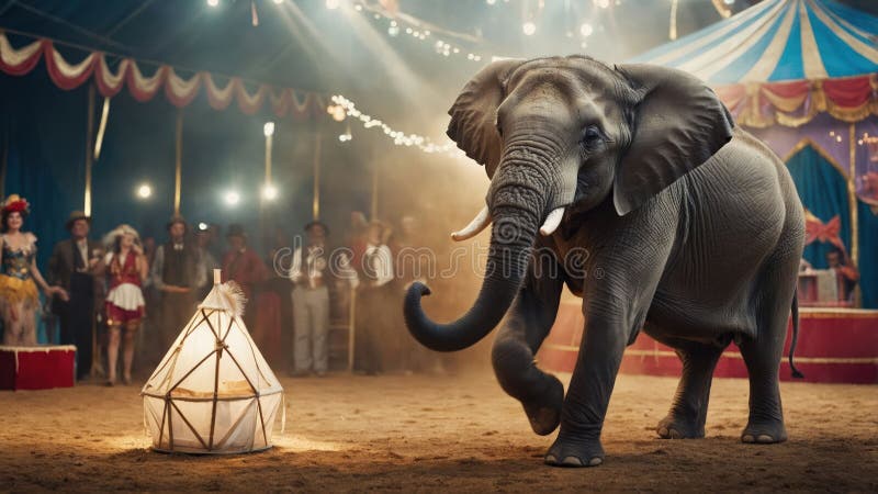 Majestic Elephant Performing in a Vintage Circus Stock Illustration ...