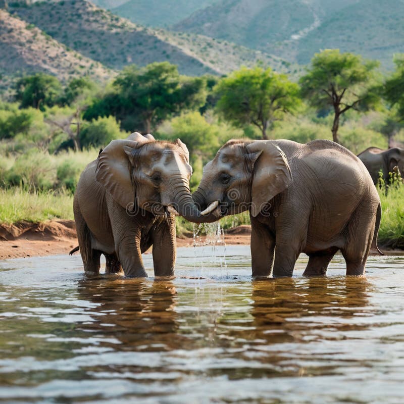 There are Two Elephant is Walking in Forest Stock Illustration ...