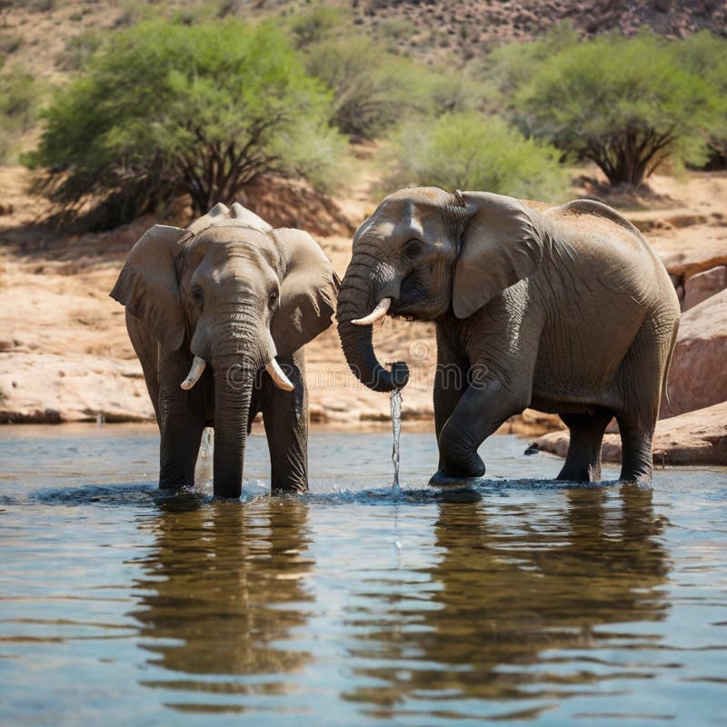 There are Two Elephant is Walking in Forest Stock Illustration ...