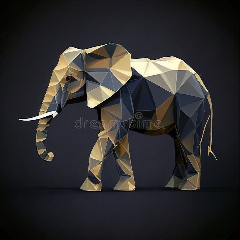 Elephant Polygonal Drawing Generative AI Stock Illustration ...