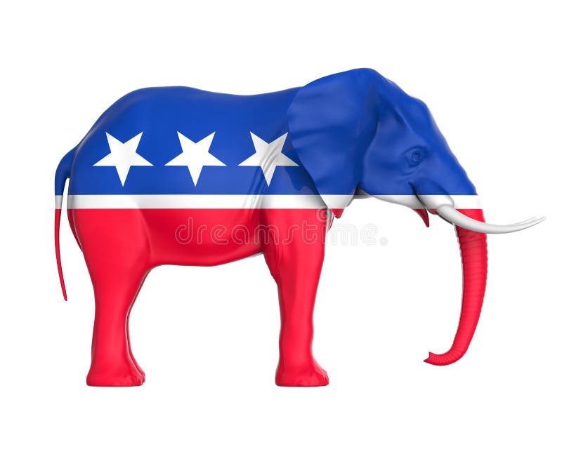 3D Republican Elephant Isolated On A White Background Editorial Stock ...