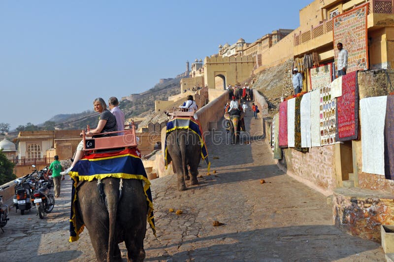 Elephant Ride in the Amber Fort, India Editorial Stock Image - Image of ...