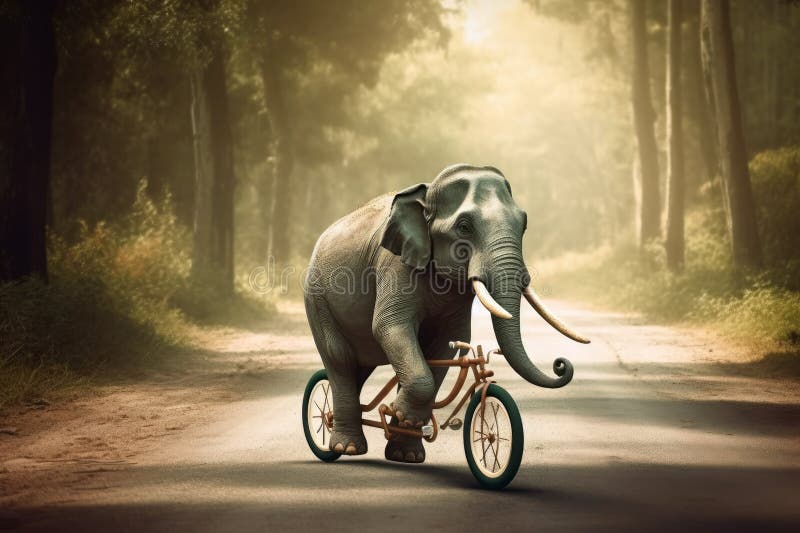 An Elephant Riding a Small Bicycle Created with Generative AI ...