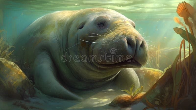 Elephant Seal in the Water. 3D Render. Fantasy Illustration Stock ...