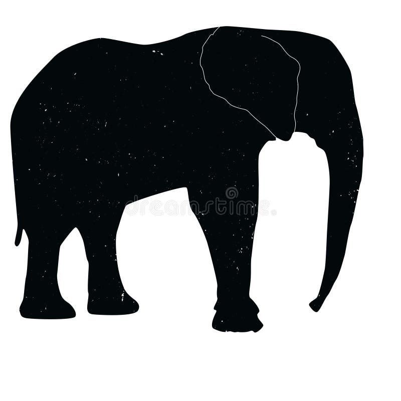 Elephant Shadow Animal Icon Silhouettes Isolated on Dark Black ...