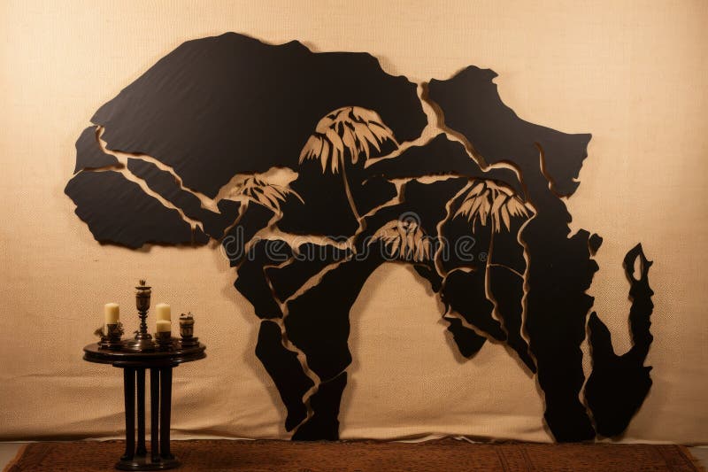 An Elephant Shadow Puppet on a Map of Africa Stock Image - Image of ...