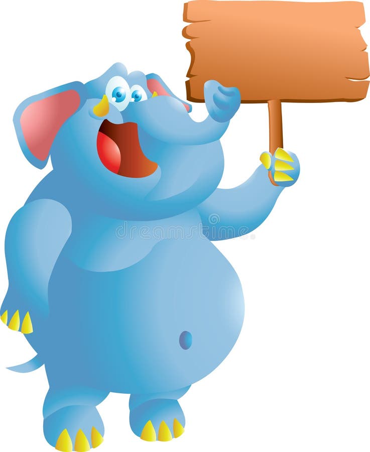 Elephant with sign stock illustration. Illustration of funny - 34855542