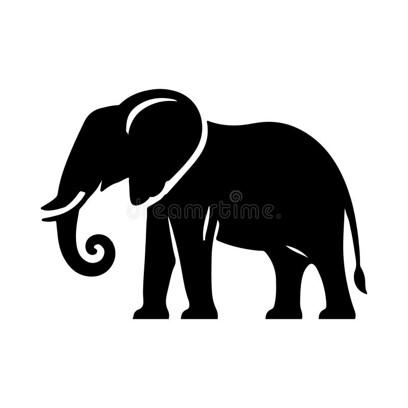 Elephant Silhouette in Side View with Calm Posture Stock Illustration ...
