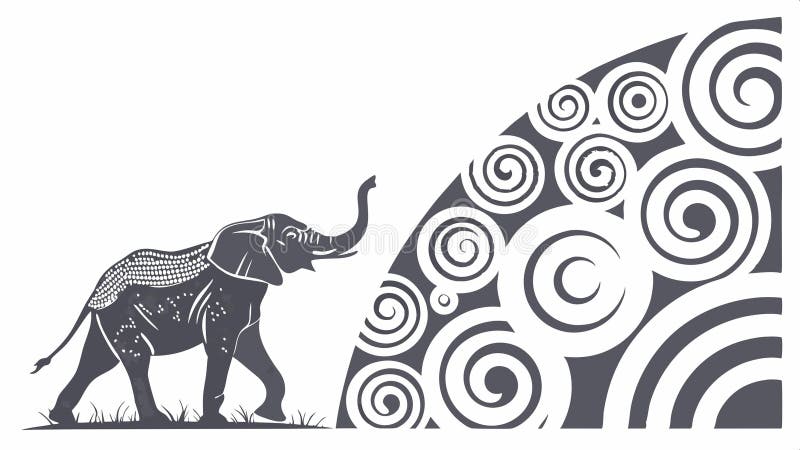 Elephant Silhouette and Spiral, Nature and Pattern, Abstract Animal ...
