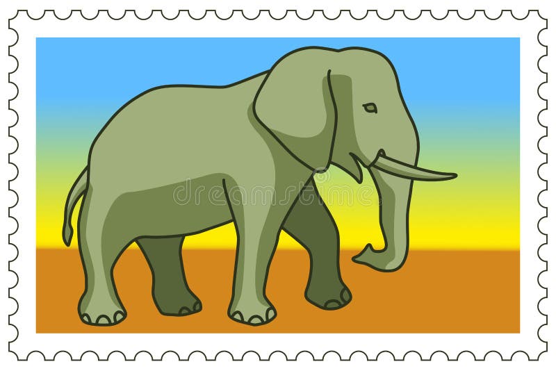 Elephant on stamp stock vector. Illustration of fauna - 47128866