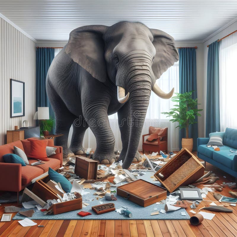 The Elephant in the Room (English Idiom) Stock Illustration ...