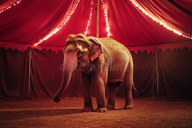 Elephant Standing in a Red Circus Tent Stock Illustration - Illustration of indian, lively ...