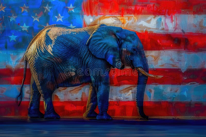 Elephant Stands Proudly in Front of American Flag, a Symbol of National ...