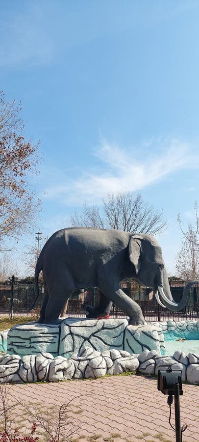 Elephant Statue in the Zoo and Blue Sky Stock Photo - Image of blue ...