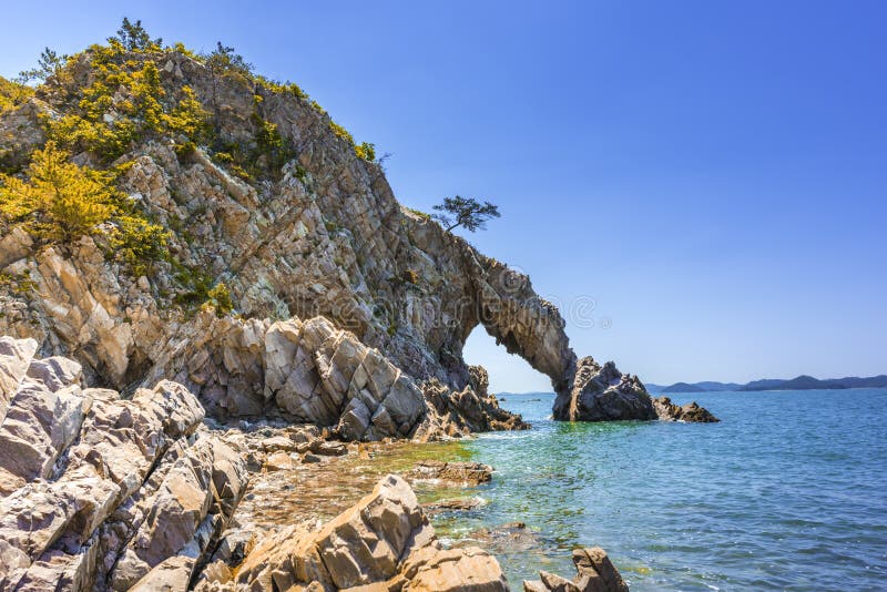 Elephant Stone in South Korea Stock Photo - Image of clear, coastline ...
