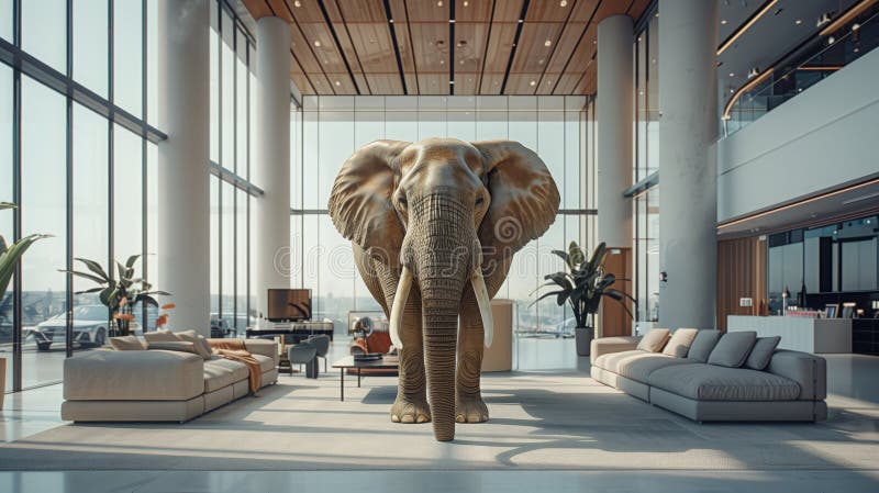 Elephant Walking through Large Room Stock Photo - Image of rare ...