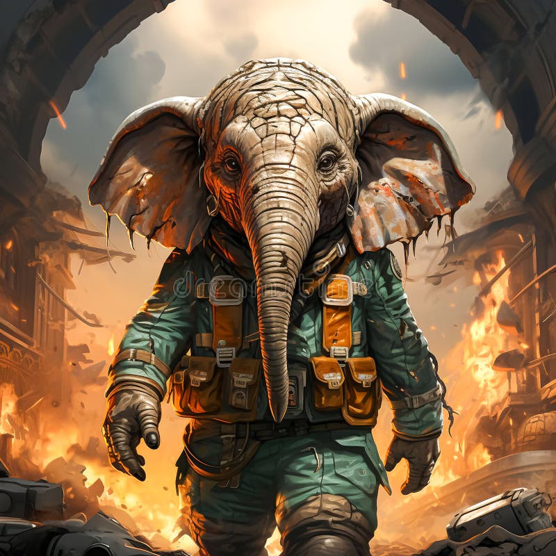 Elephant Superhero on Background of Fire AI Generated Stock ...