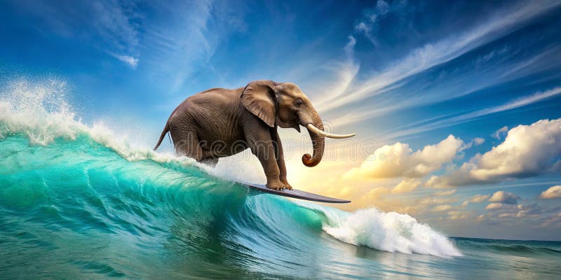 Surfing Elephant Stock Illustrations – 231 Surfing Elephant Stock ...