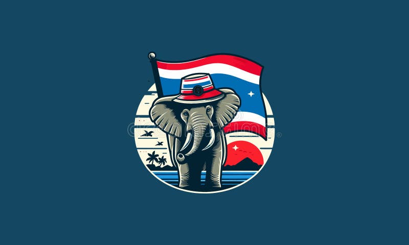 Elephant with Thailand Flag Vector Mascot Design Stock Vector ...