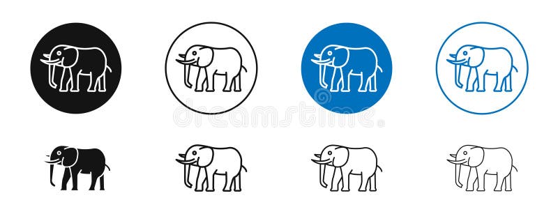 Elephant Thin Line Vector Icon Set Stock Vector - Illustration of ...