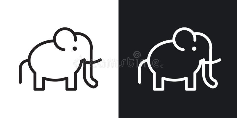 Elephant Thin Line Vector Icon Set Stock Vector - Illustration of ...