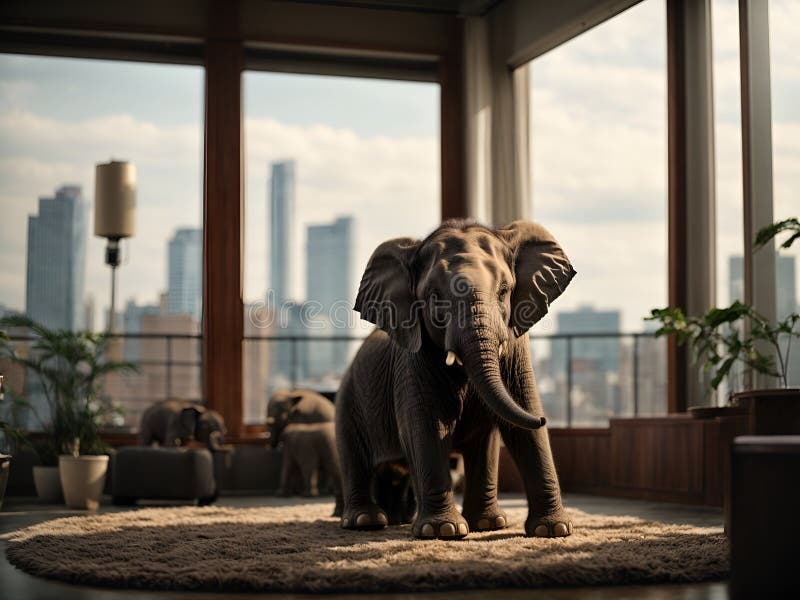 Elephant in Top of the Building Stock Illustration - Illustration of ...